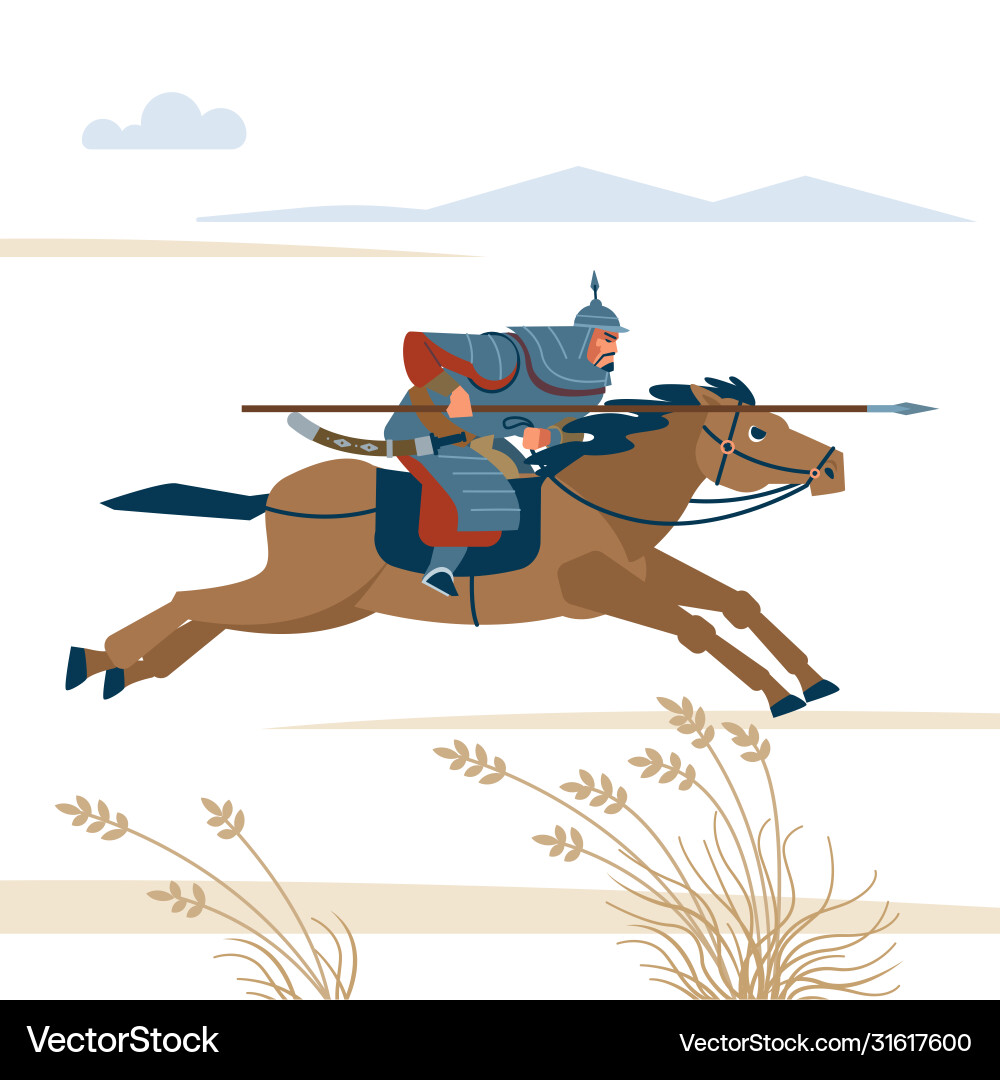 Mongol rider medieval battle historical Royalty Free Vector