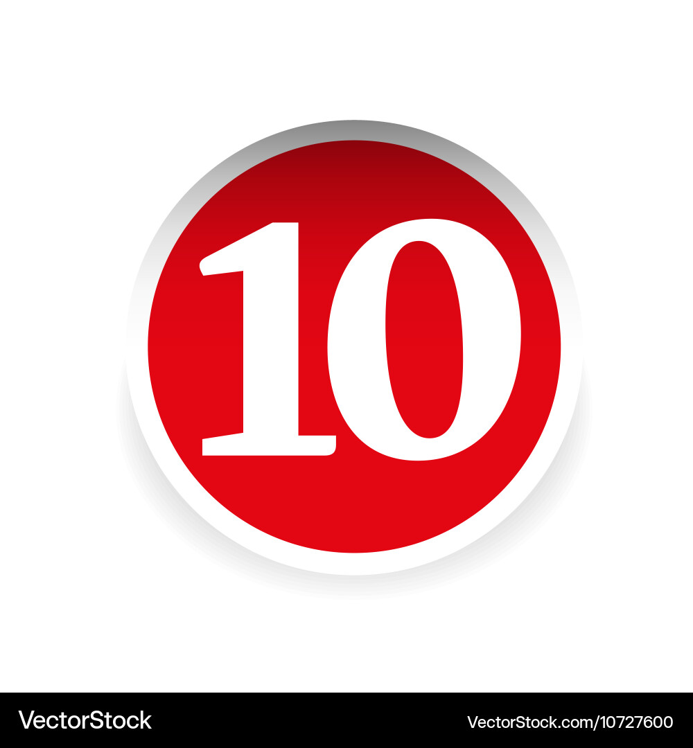 Number ten red label Royalty Free Vector Image