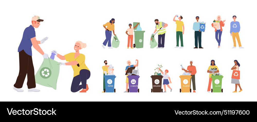 People cartoon characters gathering sorting Vector Image