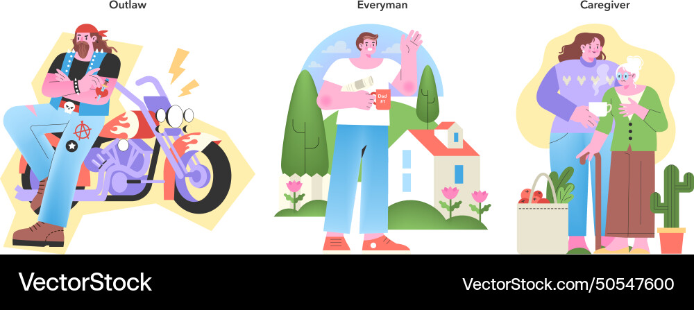 Personality archetypes set Royalty Free Vector Image