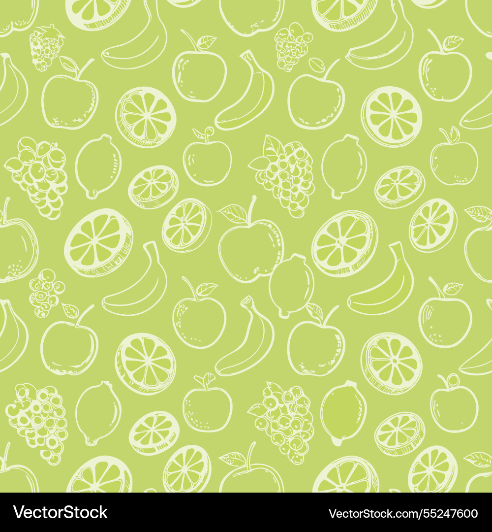 Seamless pattern of hand-drawn fruits on a light Vector Image