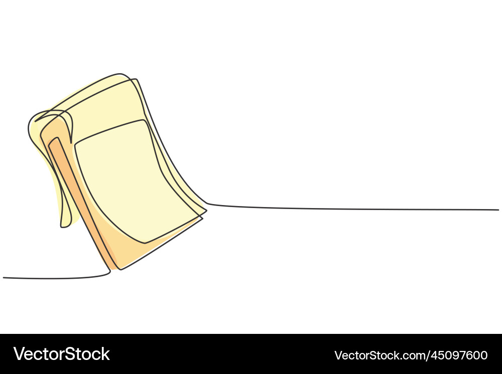 Single one line drawing of open notepad paper Vector Image