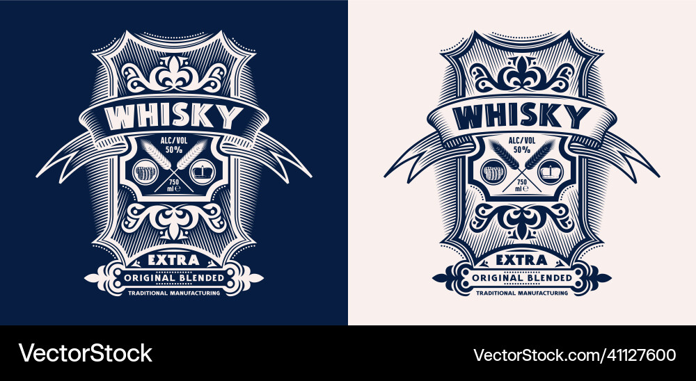 Template decorative label for whiskey Royalty Free Vector