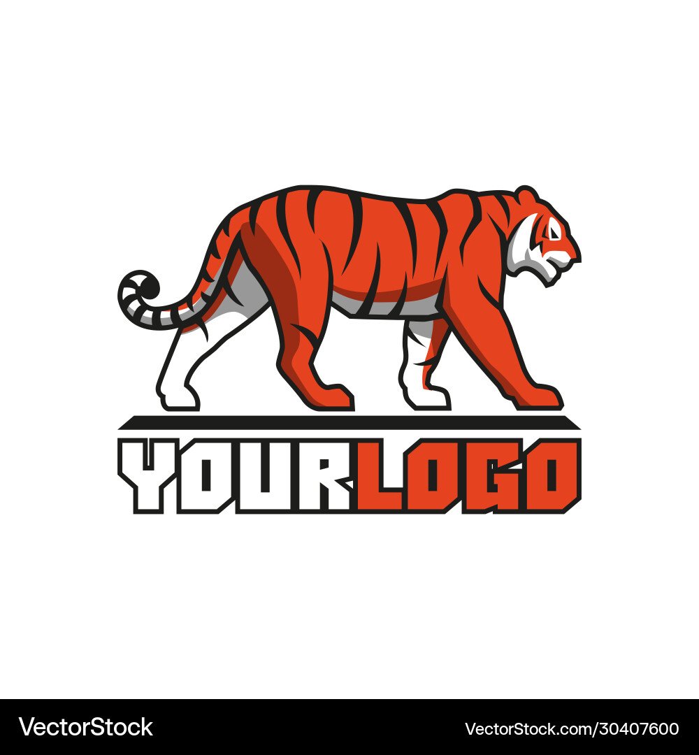 Tiger going logo sign emblem animal Royalty Free Vector