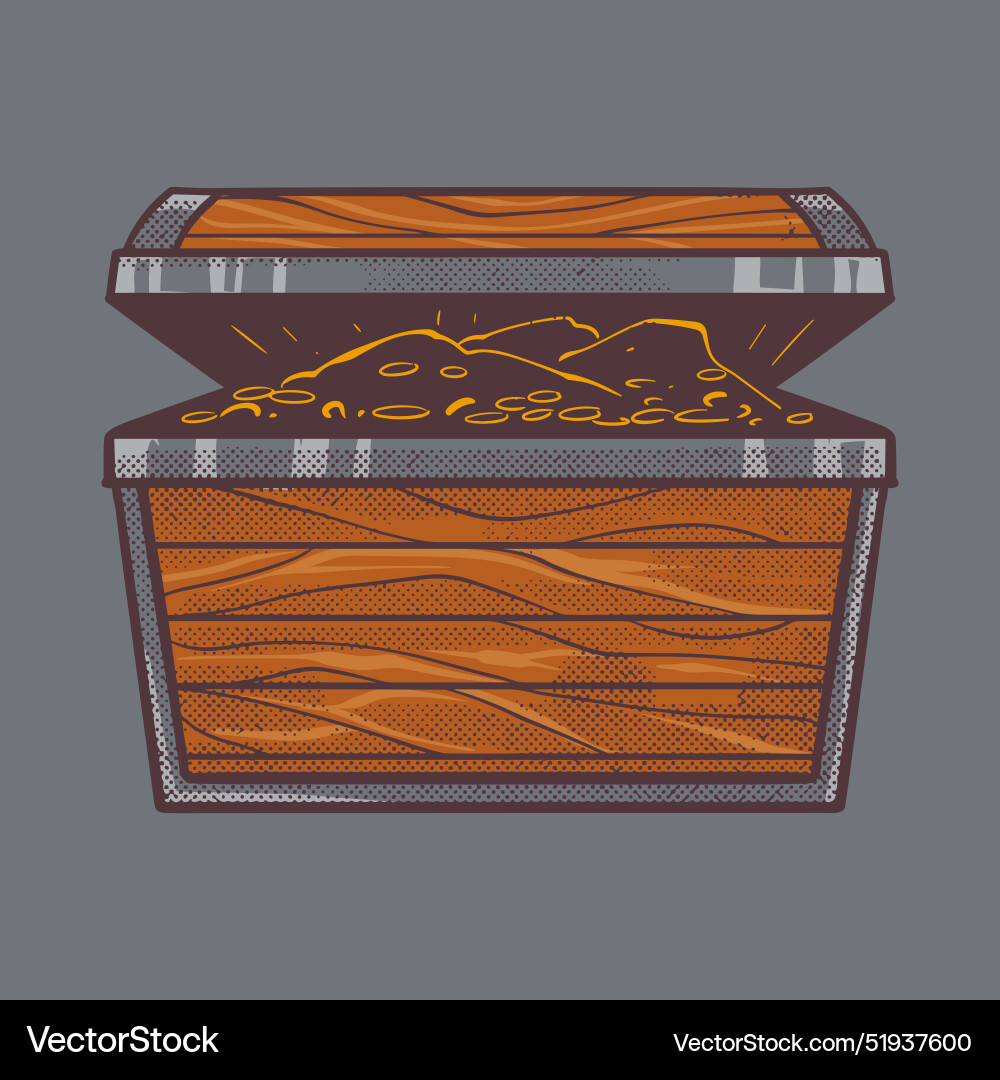 Treasure box hand drawn doodle vintage drawing Vector Image