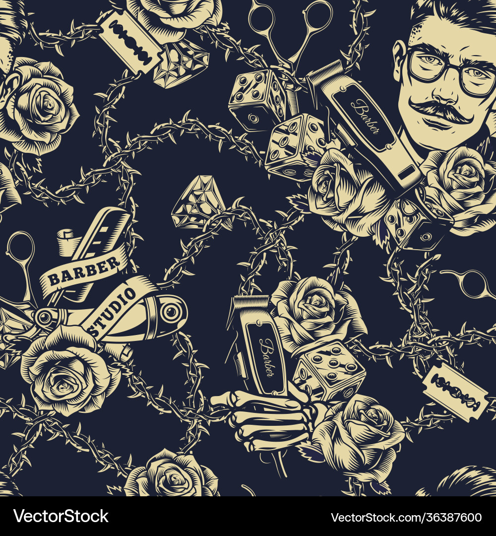 Vintage Barbershop Pattern Royalty Free Vector Image