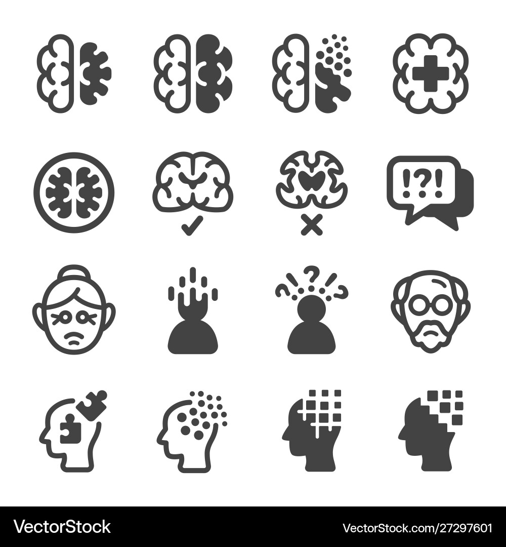 Alzheimer disease icon set Royalty Free Vector Image