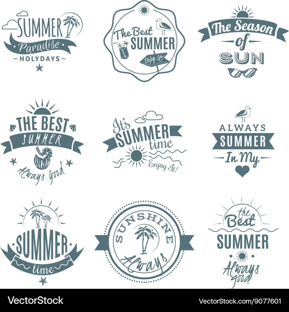Beach emblems set Royalty Free Vector Image - VectorStock