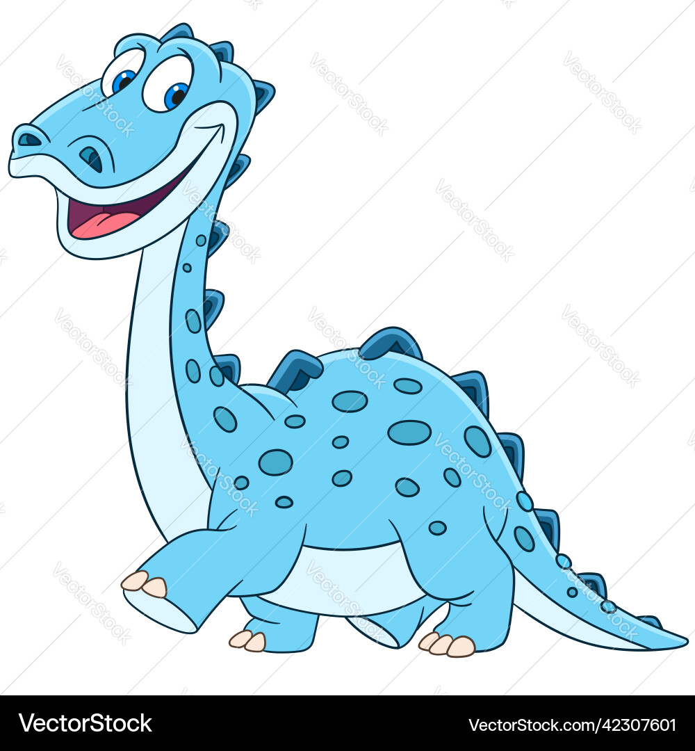 Cute cartoon diplodocus Royalty Free Vector Image