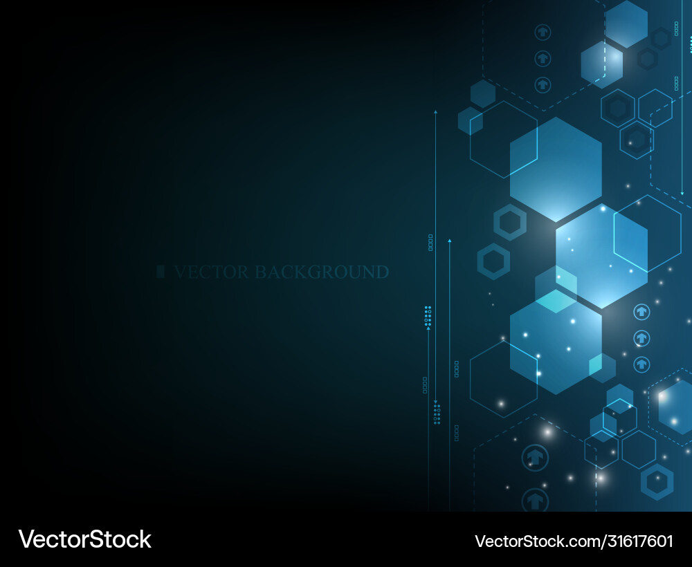 Cyber technology hexagonblue background Royalty Free Vector