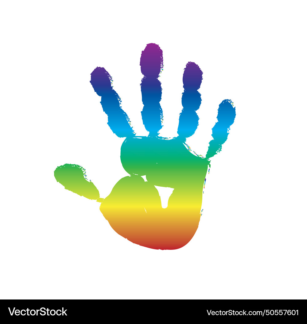 Hand print in rainbow colours Royalty Free Vector Image