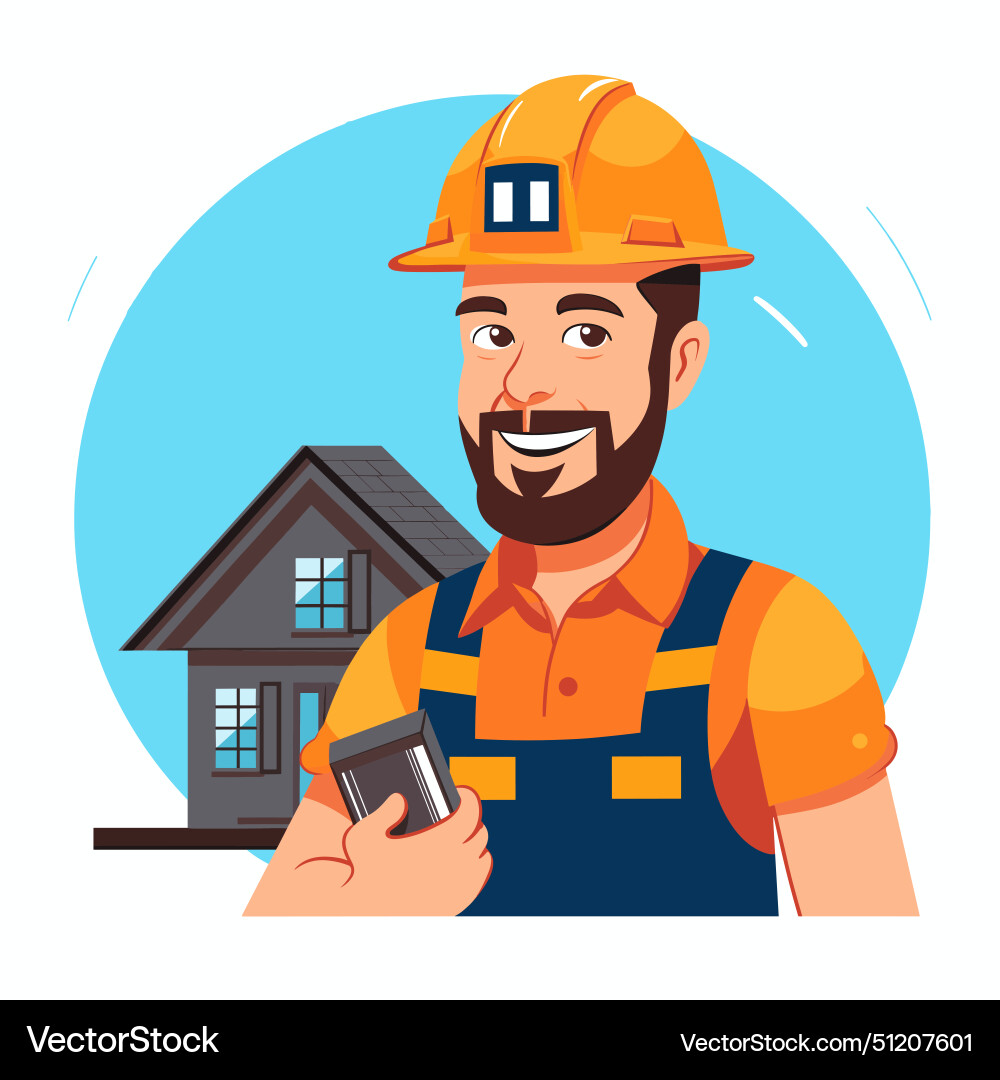 Male construction worker smiling wearing hard hat Vector Image