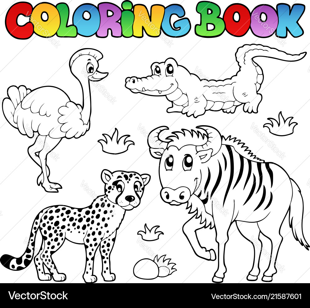 Savannah Animal Coloring Page Royalty Free Vector Image
