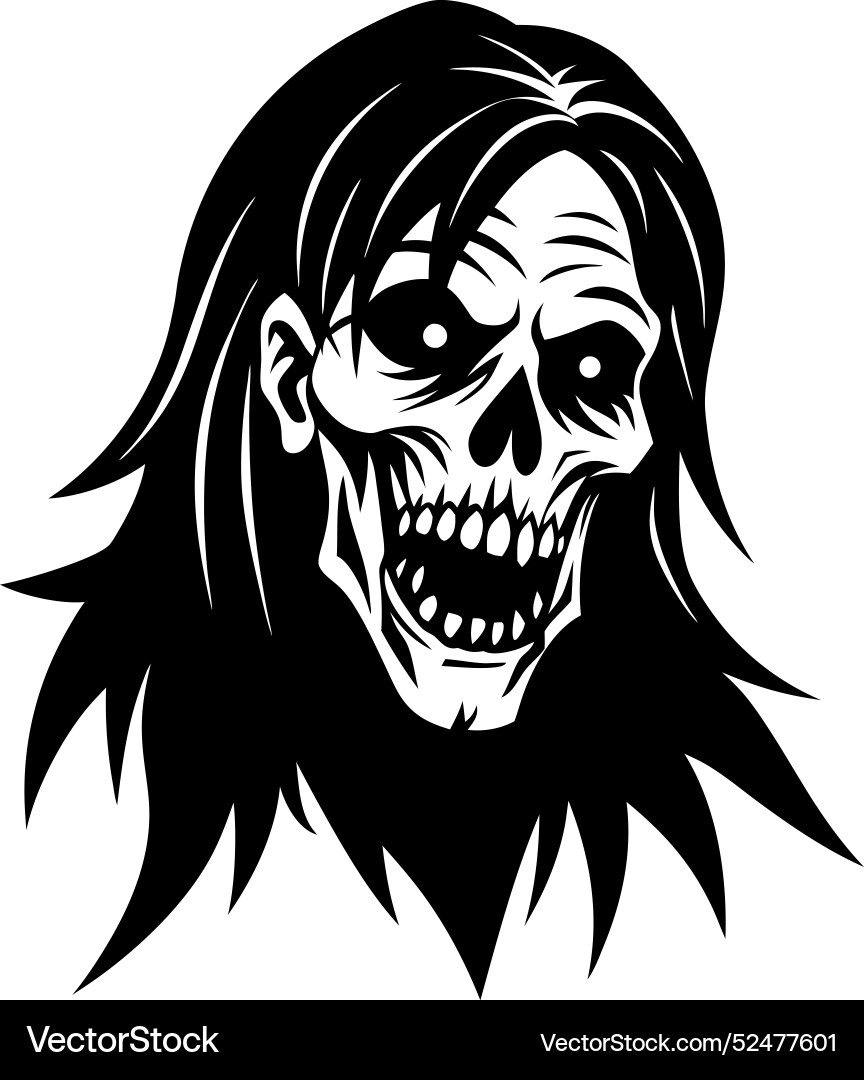 Zombie skull with different long and short hair 3 Vector Image
