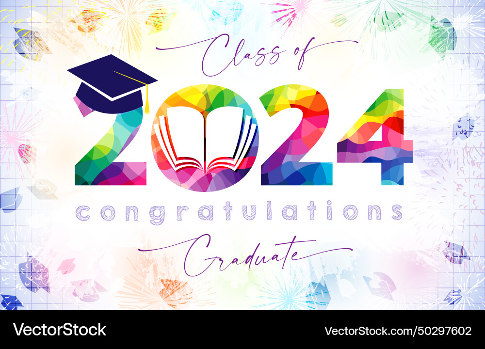 Class of 2024 art invitation Royalty Free Vector Image