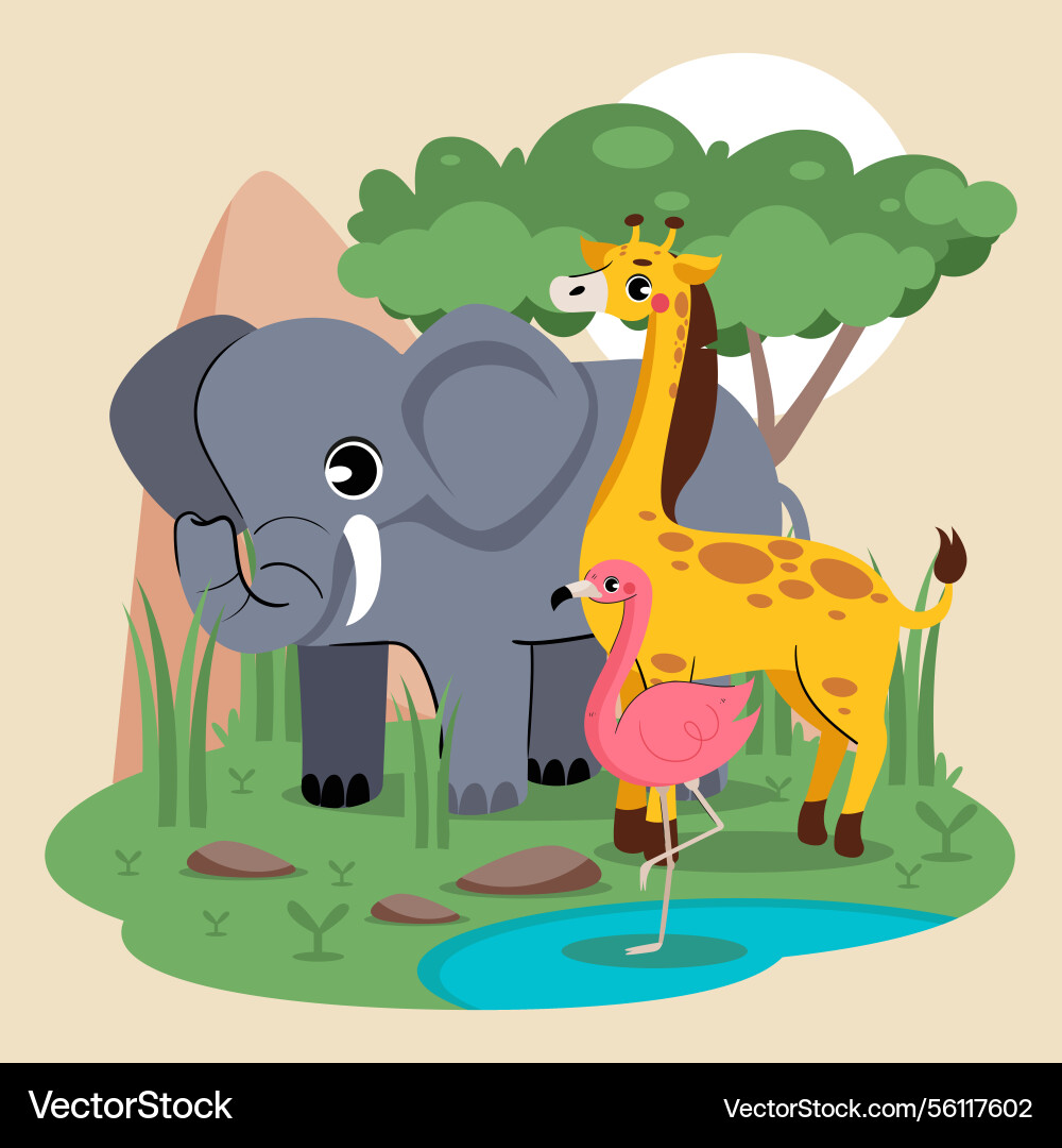 Exotic animals composition Royalty Free Vector Image
