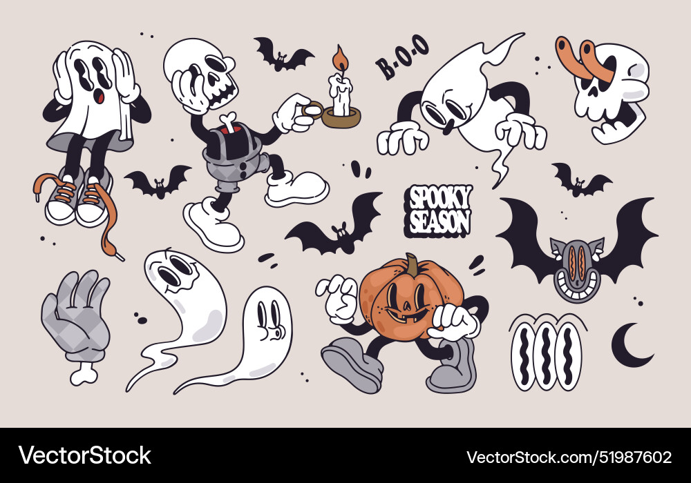 Groovy retro 30s halloween funky cartoon Vector Image