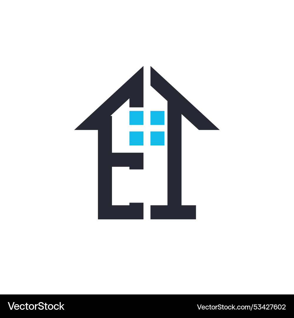 Initials et house logo design creative letter et Vector Image