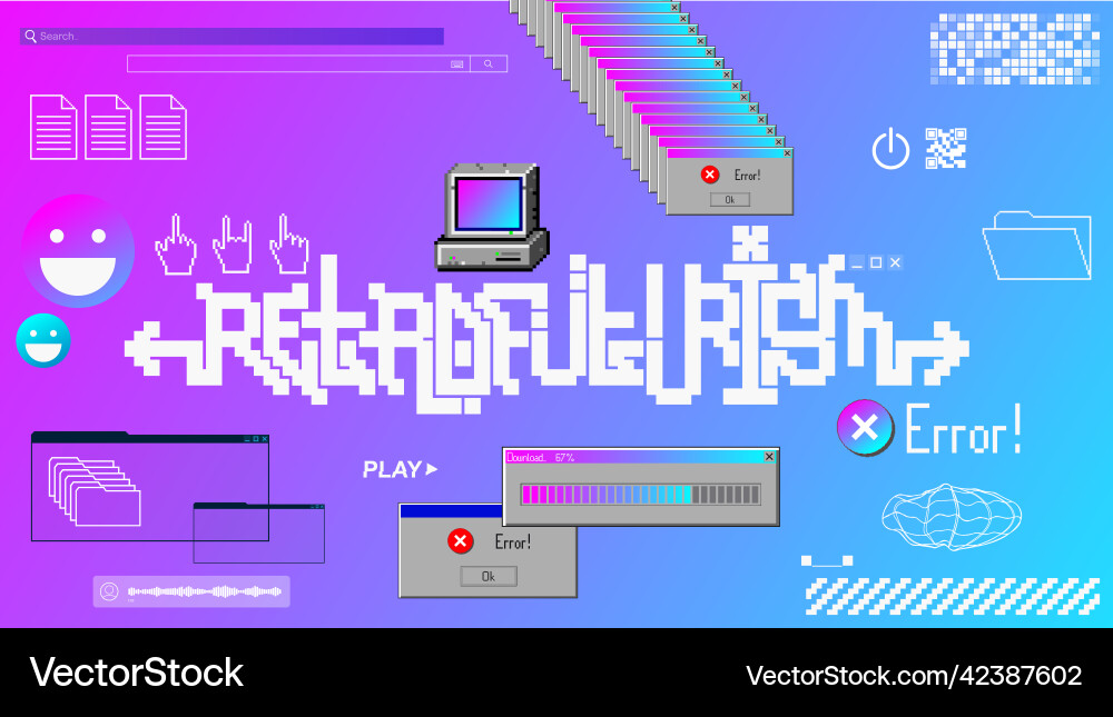 Retro Vaporwave Desktop Royalty Free Vector Image