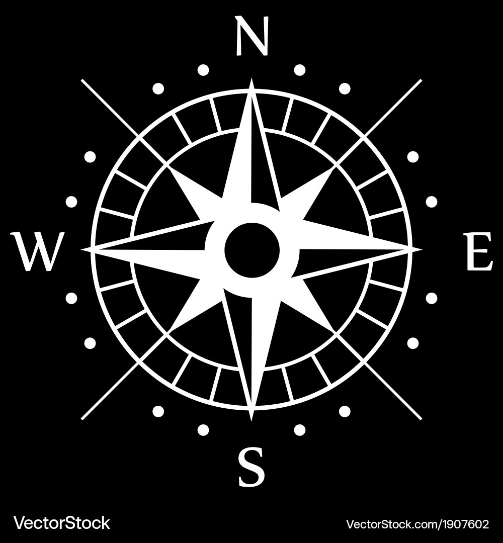 White compass symbol Royalty Free Vector Image