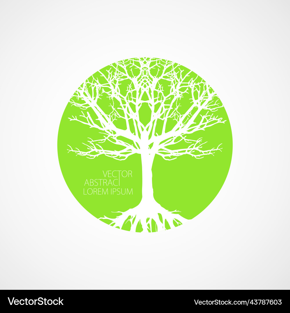 Abstract tree with roots outline plant in garden Vector Image