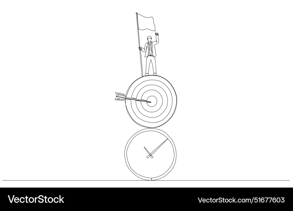 Businessman standing on shooting target and clock Vector Image