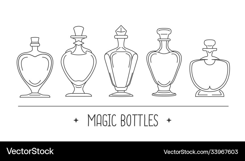 Card with different glass bottles Royalty Free Vector Image