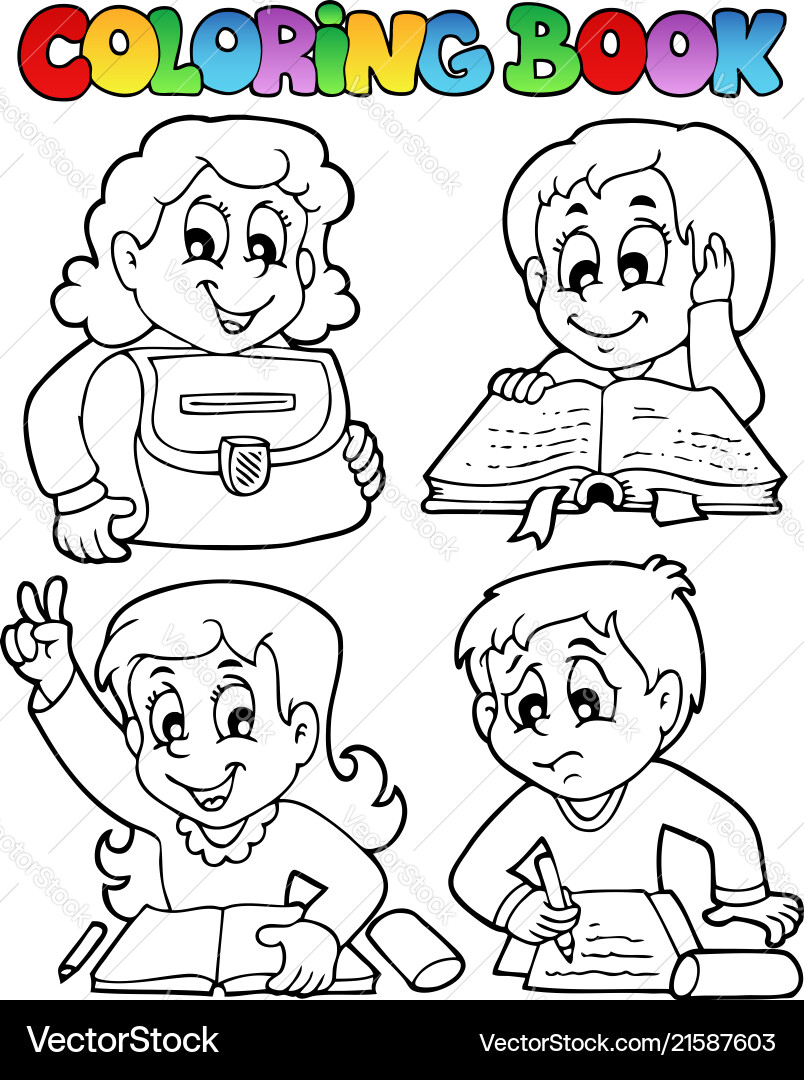 Coloring book school topic 4 Royalty Free Vector Image
