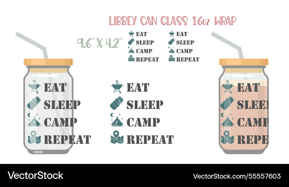 Eat sleep camp repeat motivational slogan Vector Image