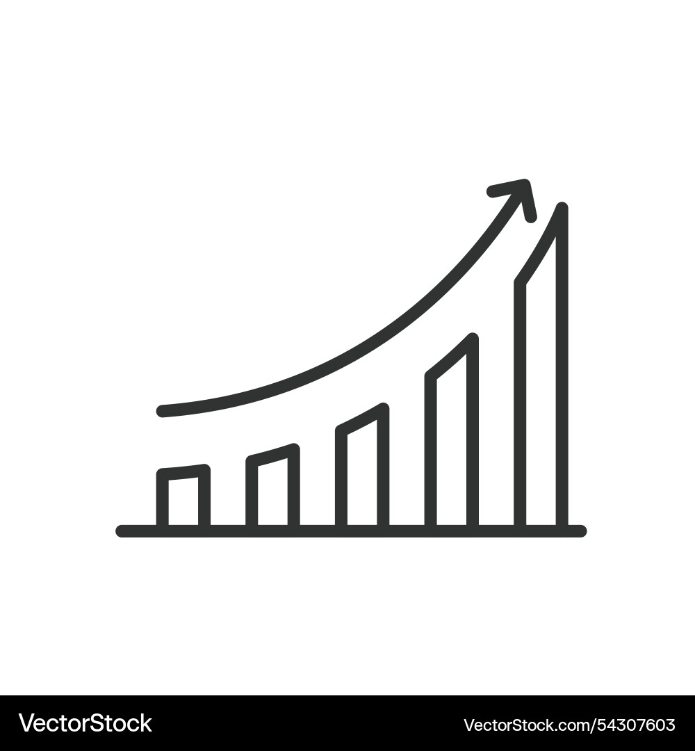Exponential growth curve graphic icon in line Vector Image