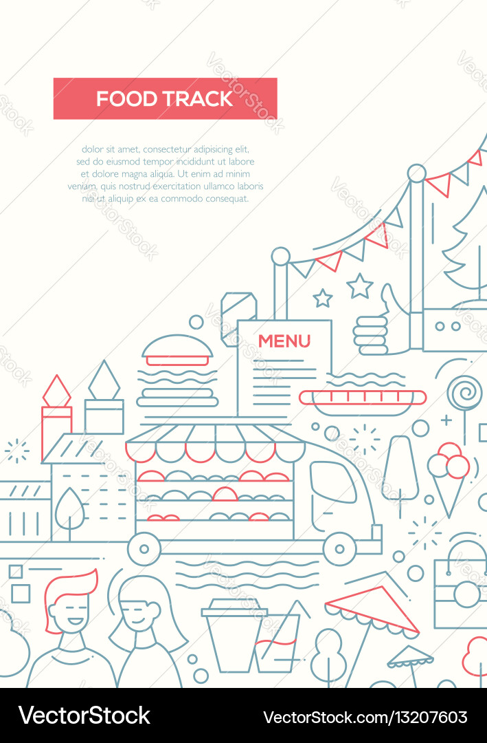 Food track - line design brochure poster template Vector Image