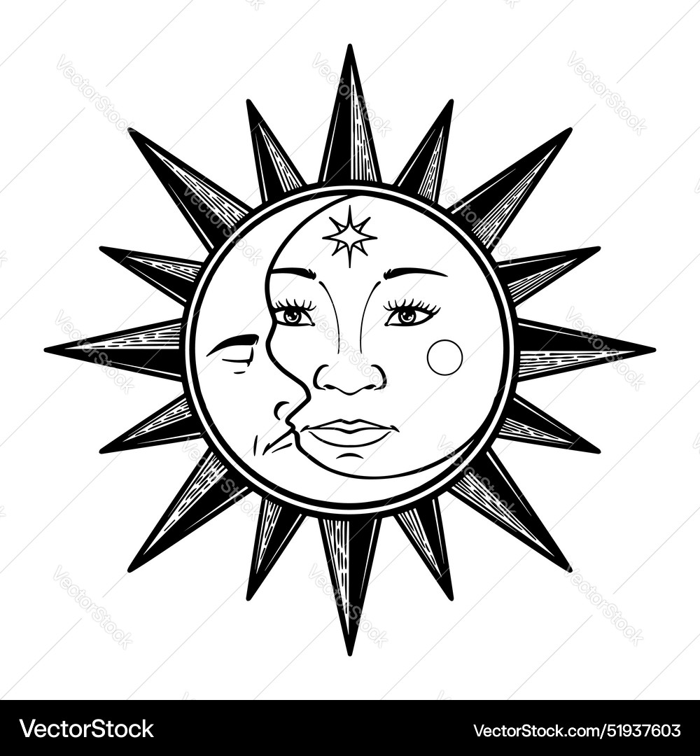 Hand drawn of sun esoteric symbol alchemy Vector Image