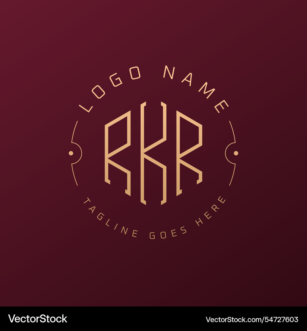 Luxury rkr logo design elegant letter Royalty Free Vector