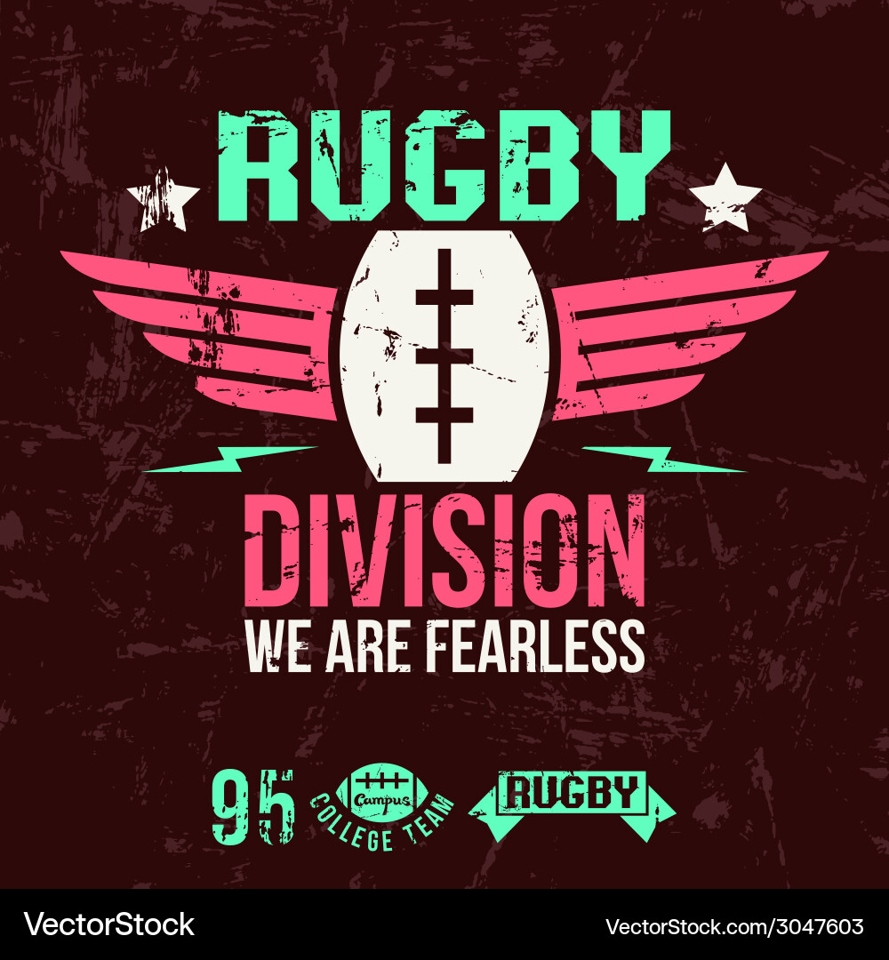 Rugby Team Emblem - Vintage Style Royalty Free Vector Image