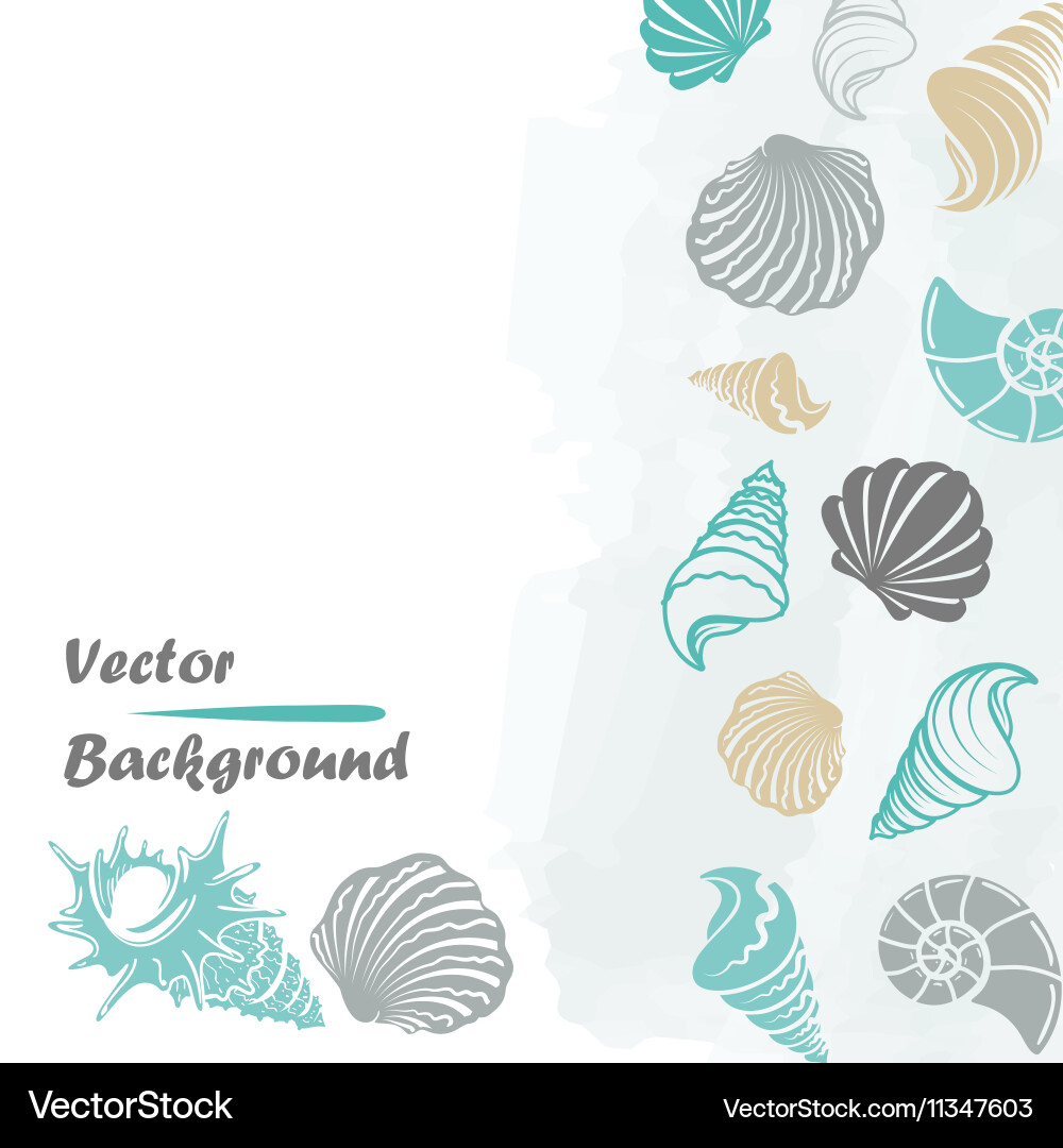Sea background with colorful shells Royalty Free Vector
