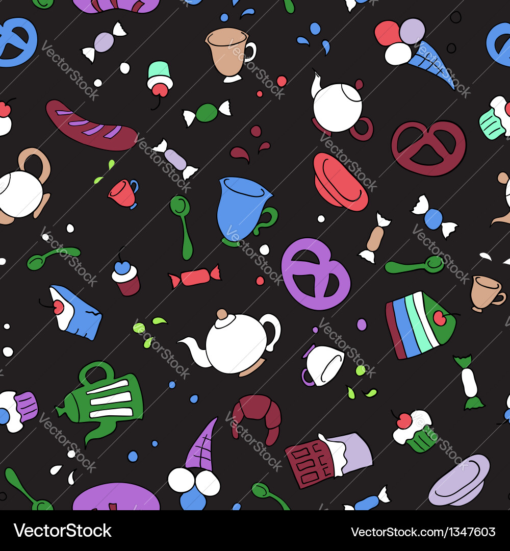 Tea and sweets seamless background Royalty Free Vector Image
