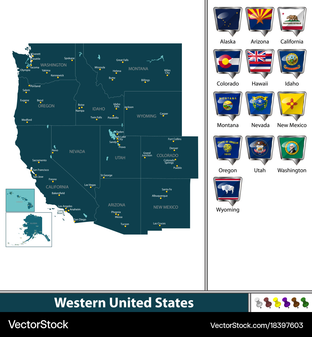 Western united states Royalty Free Vector Image