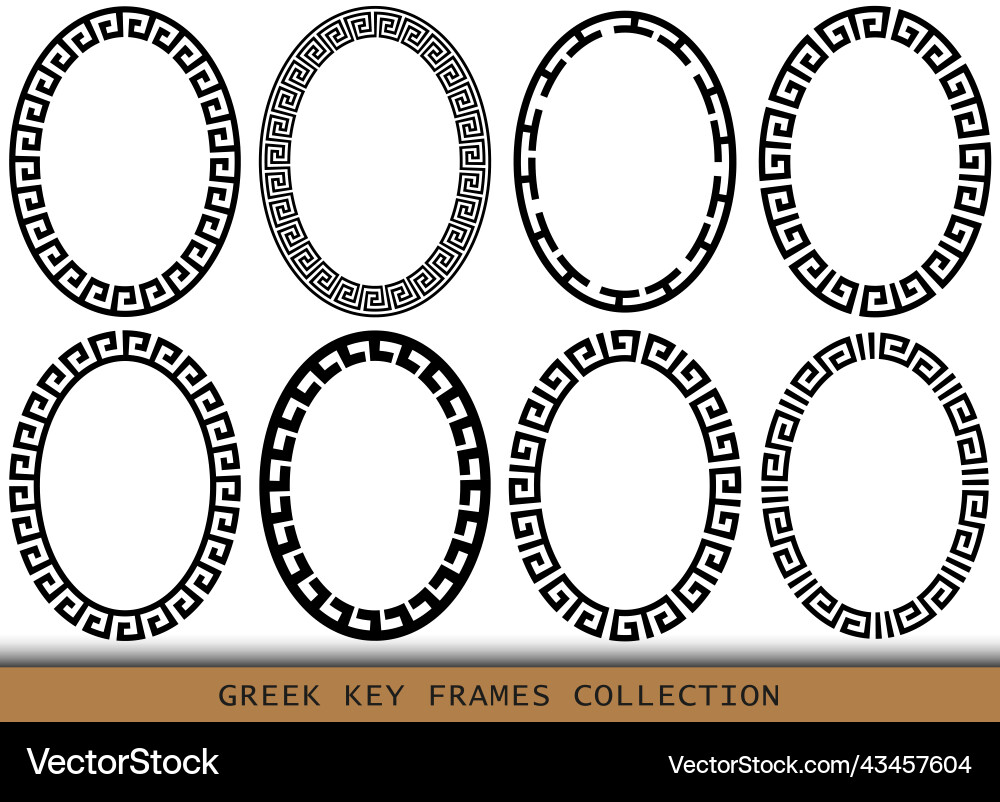 Ancient greek oval frames patterns set of antique Vector Image