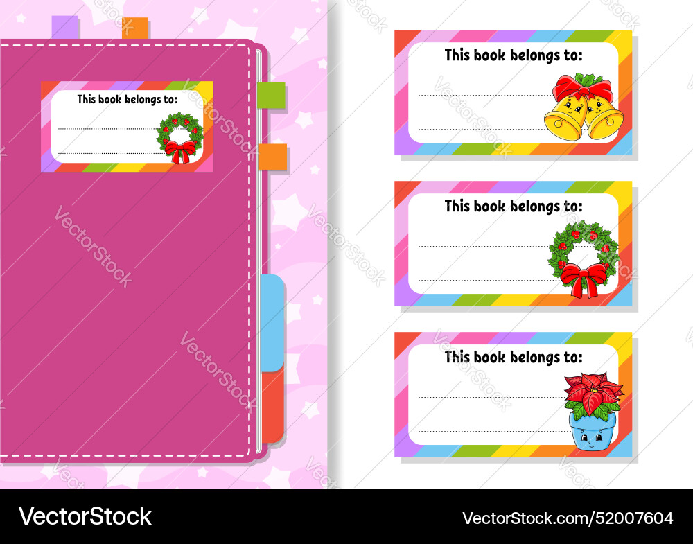 Book label stickers for kids the rectangular Vector Image