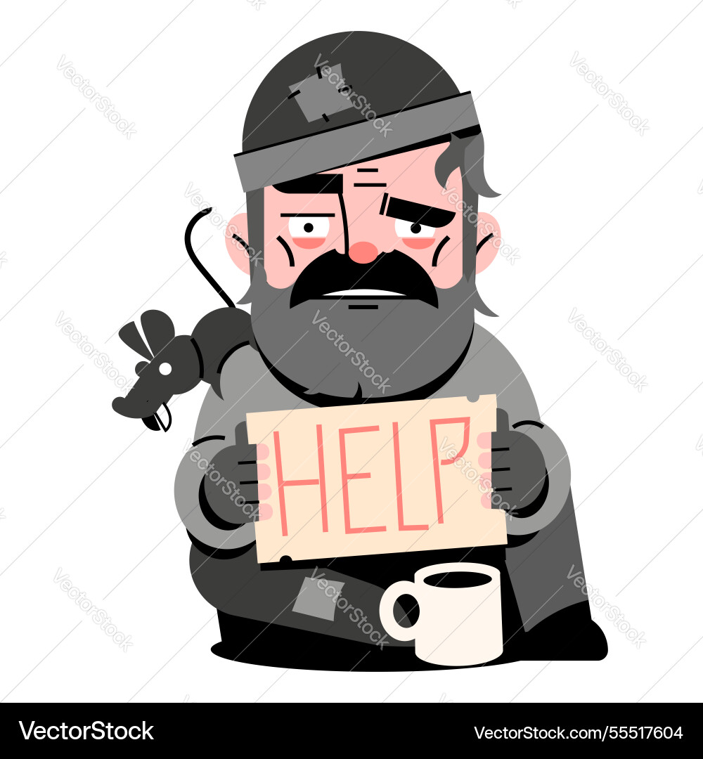 Cartoon unfortunate poor stickman wanders Vector Image