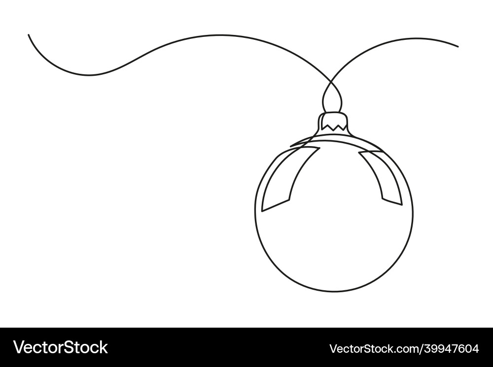 Continuous one line drawing of christmas ball Vector Image