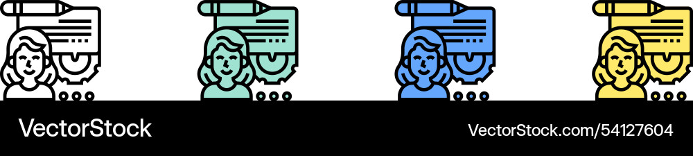 Feedback icon outline green blue and yellow style Vector Image