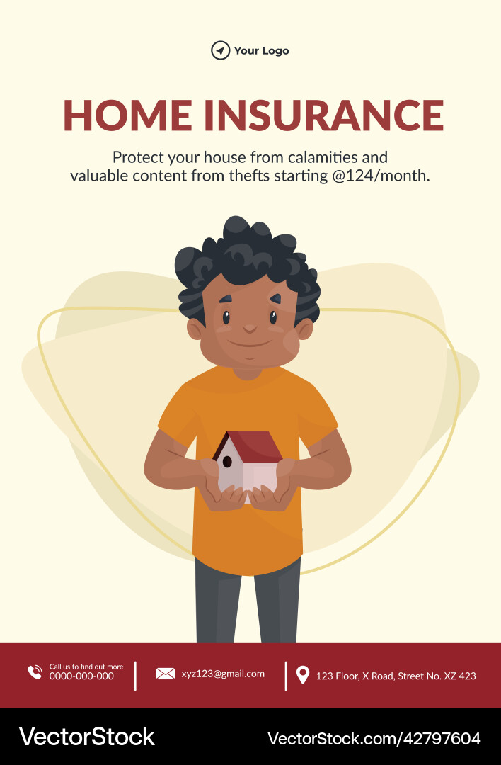 Flyer design of home insurance Royalty Free Vector Image