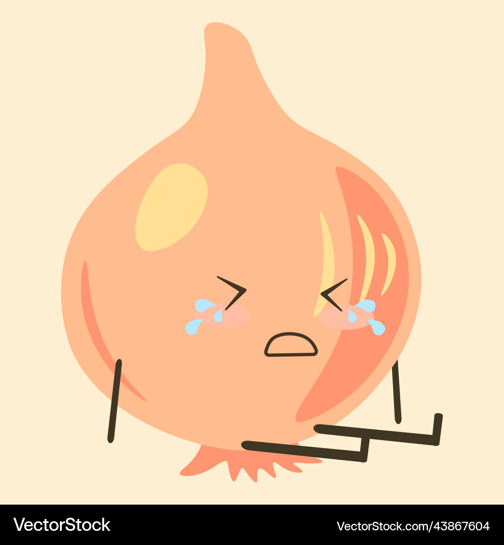 Fruit and vegetables crying onion cartoon Vector Image