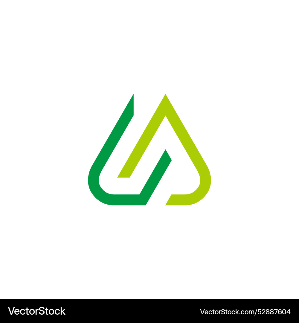 Letter cj green mountain simple geometric line Vector Image