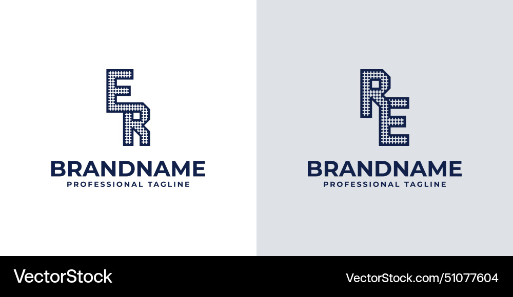 Letters er and re dot monogram logo suitable Vector Image