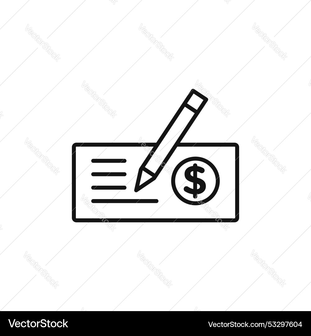 Money check icon setpayment pay paper cheque Vector Image