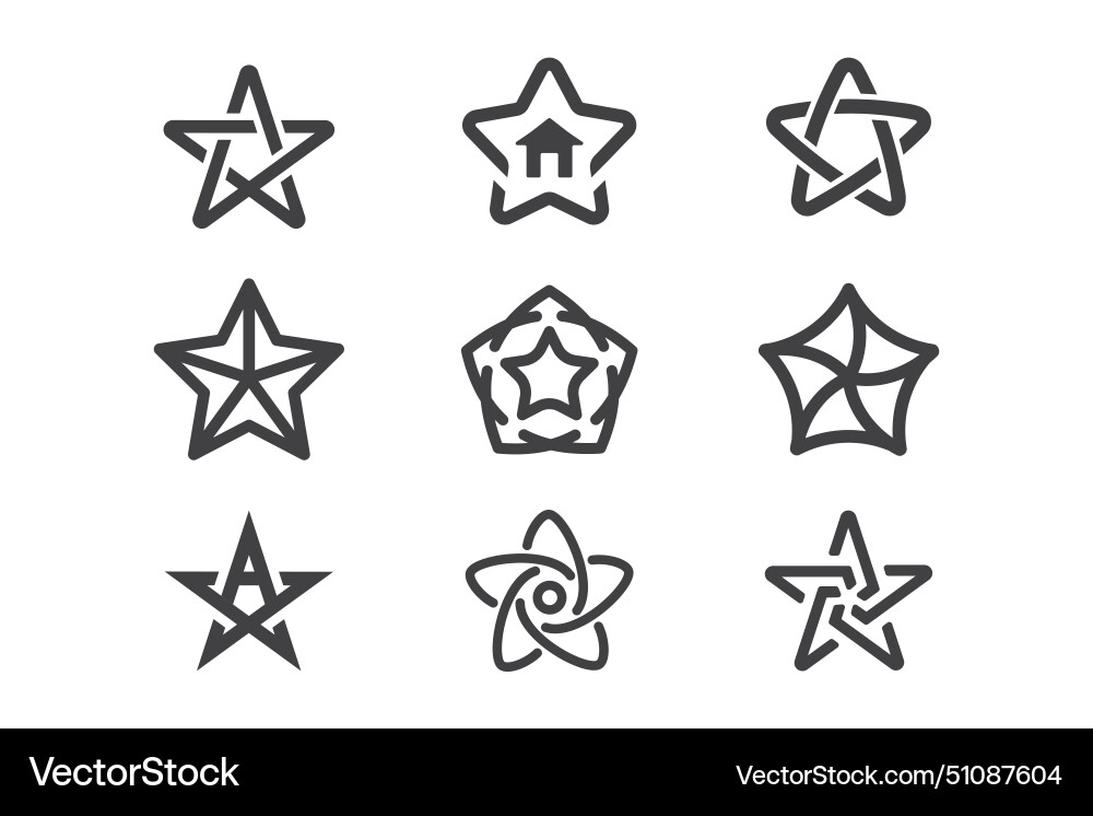 Star outline collection Royalty Free Vector Image