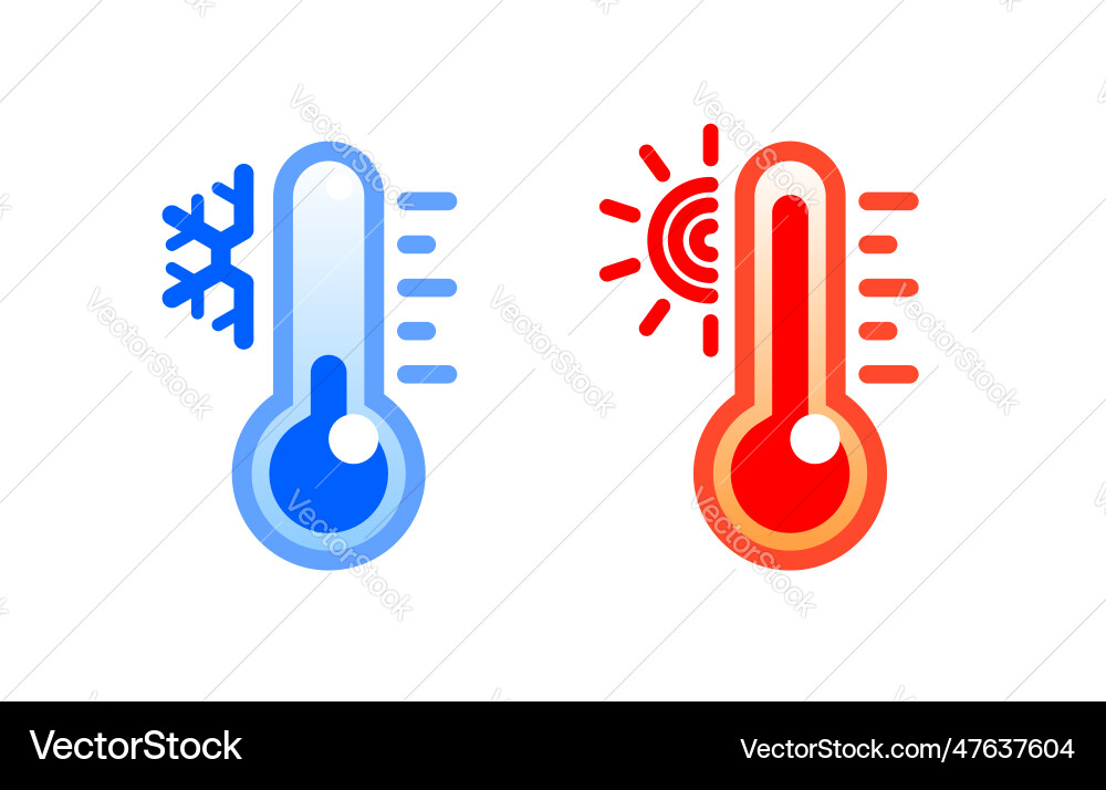 Thermometer icon set cold and hot Royalty Free Vector Image