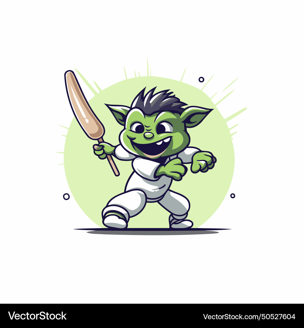 Zombie with a baseball bat on white background Vector Image